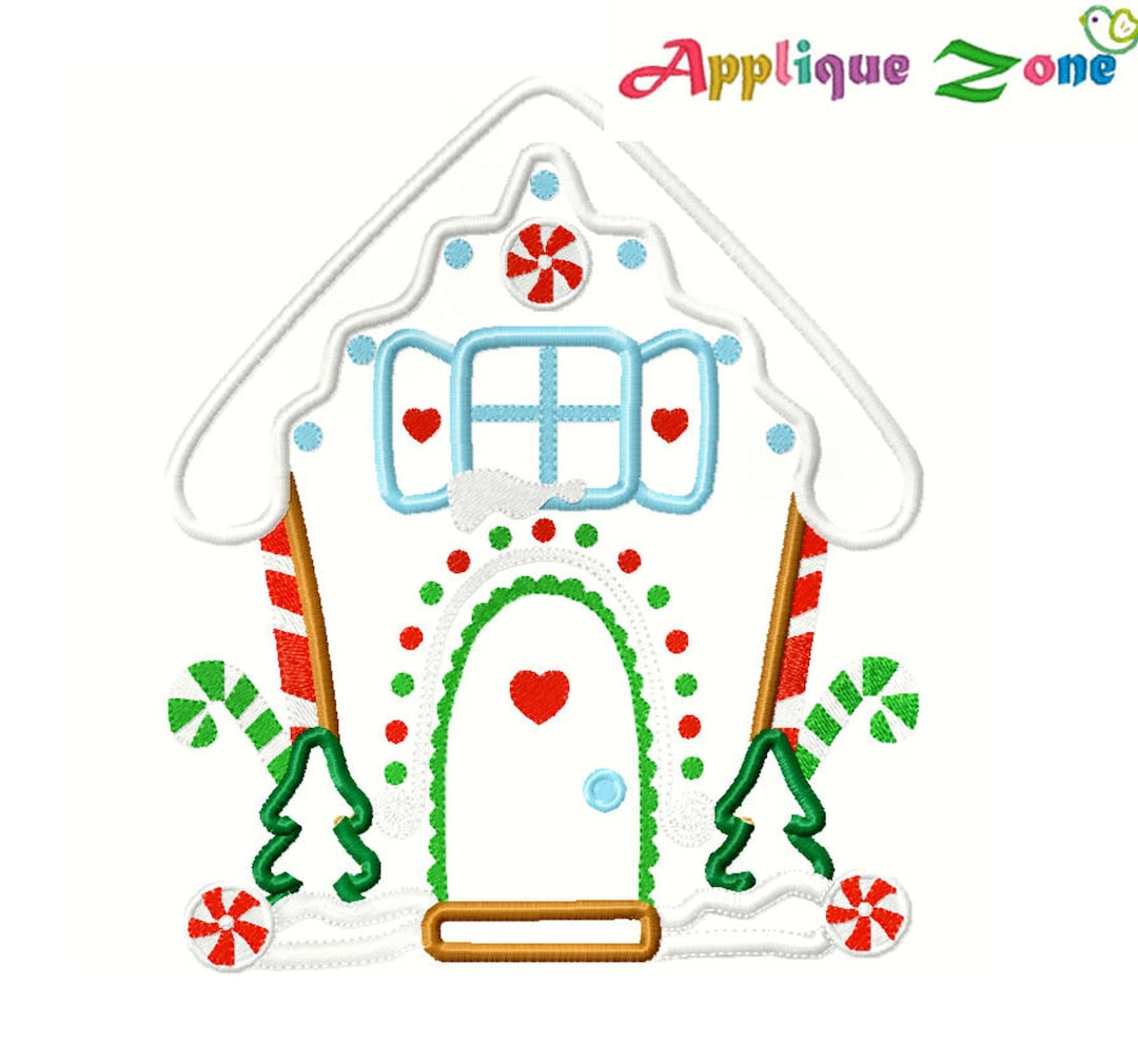 Gingerbread House Applique Design, Gingerbread House Embroidery Designs ...