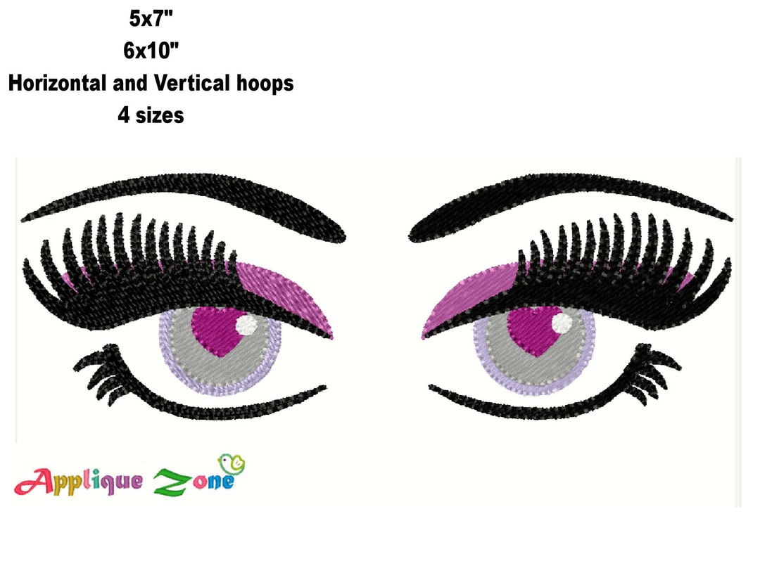 Eyes Embroidery, Love Eyes Machine Embroidery Design, 2 Eyes Filled ...