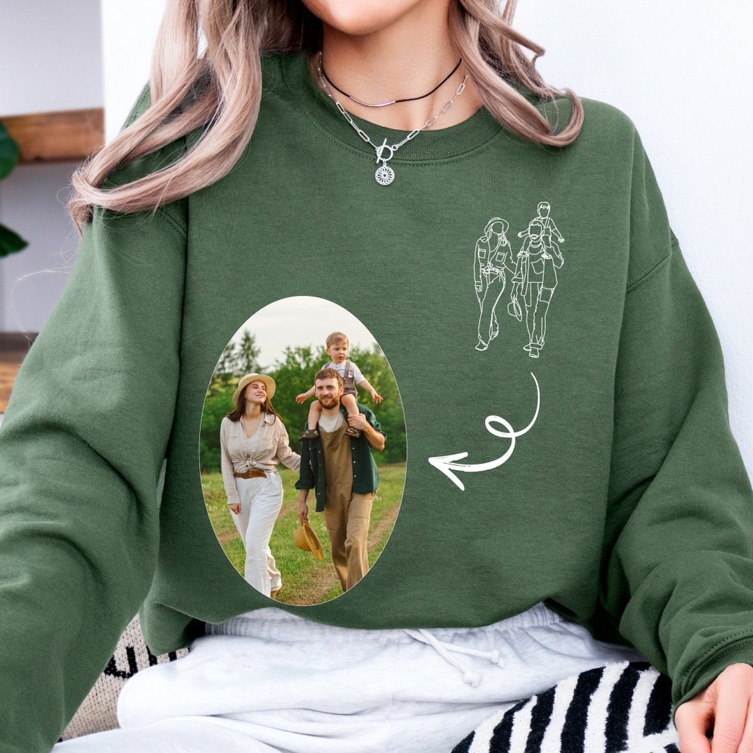 Personalized Portrait Sweatshirt, Custom Photo Line Drawing Gift ...