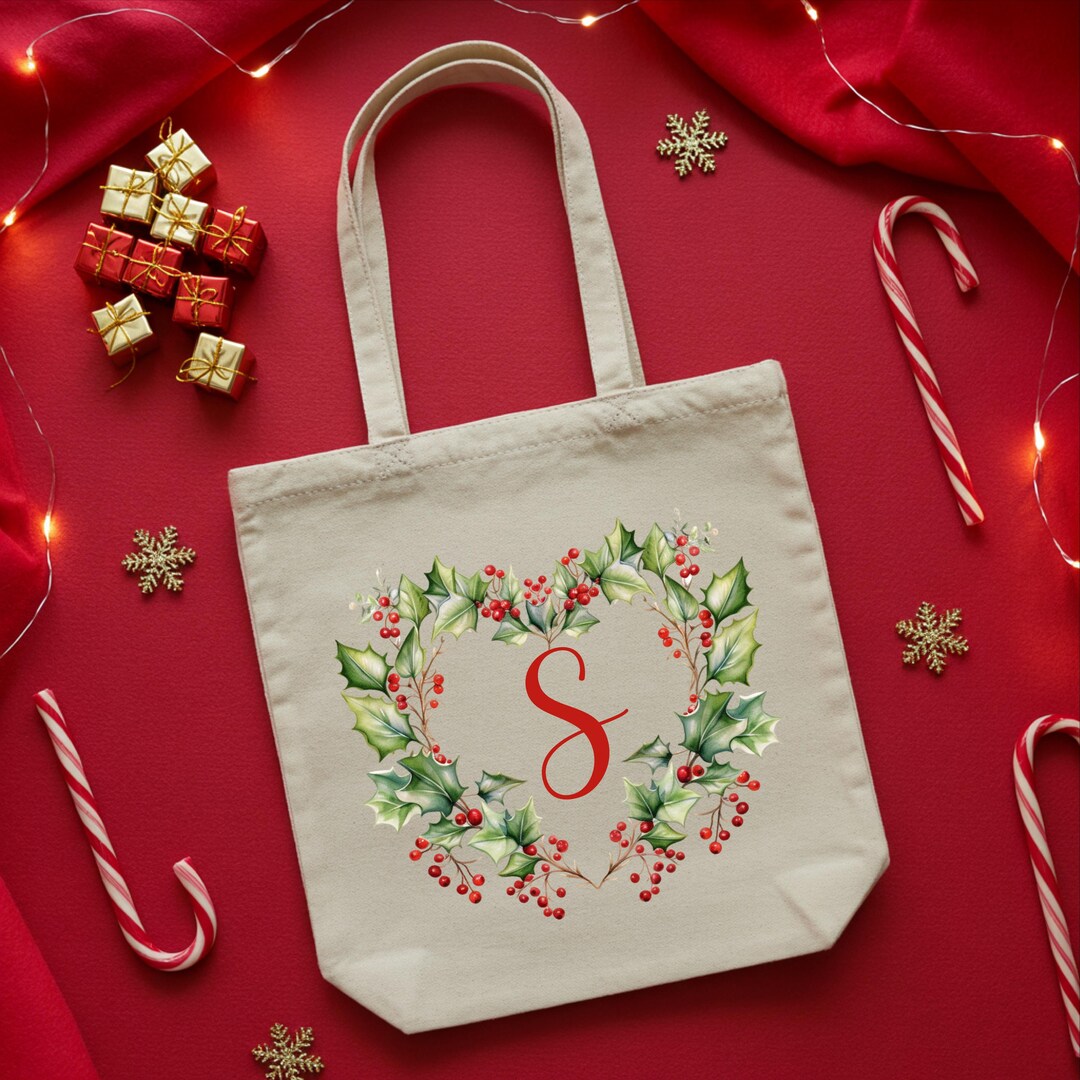 Personalized Initial Tote Bag for Christmas Gifts: Custom Monogram Tote ...