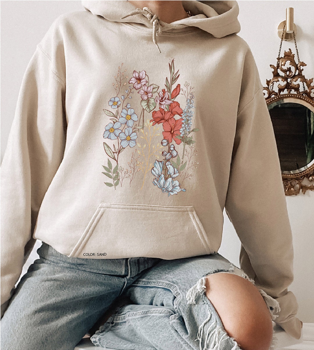 Pressed Flowers Sweatshirt,wildflowers Sweatshirt, Flower Hoodie,flower ...