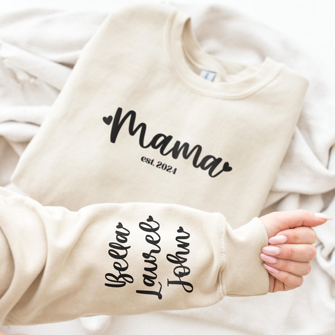 Custom Mama Est Sweatshirt, Personalized Mom Sweatshirt With Kids Name ...