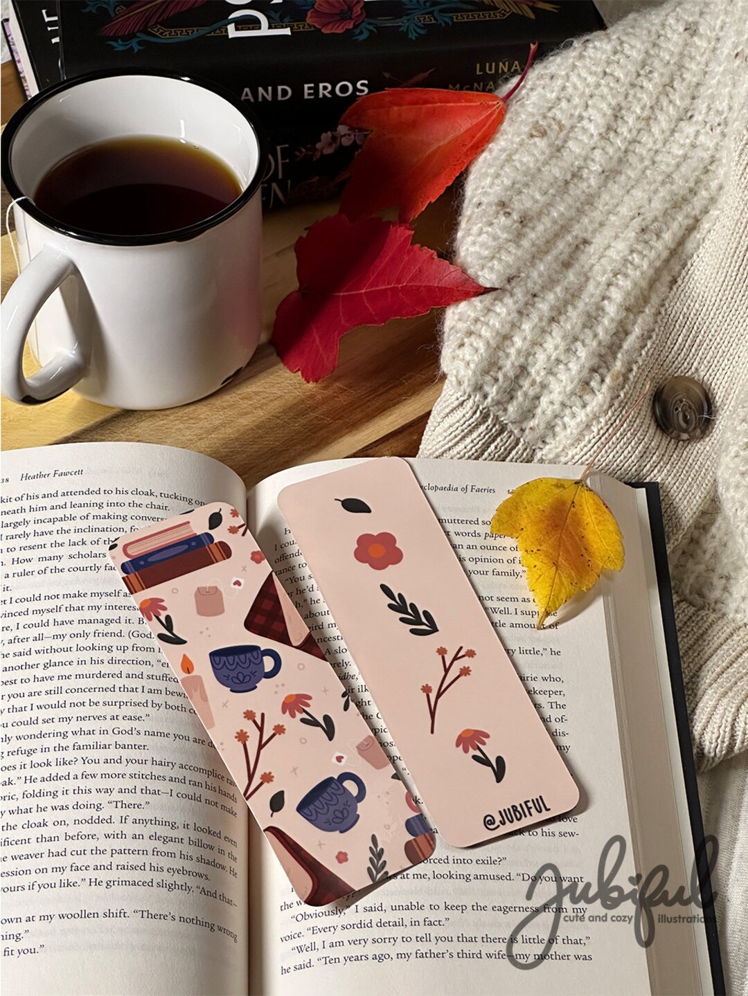 Cozy Reader Bookmark Teacups, Books, Blankets, Candles, and Flowers ...