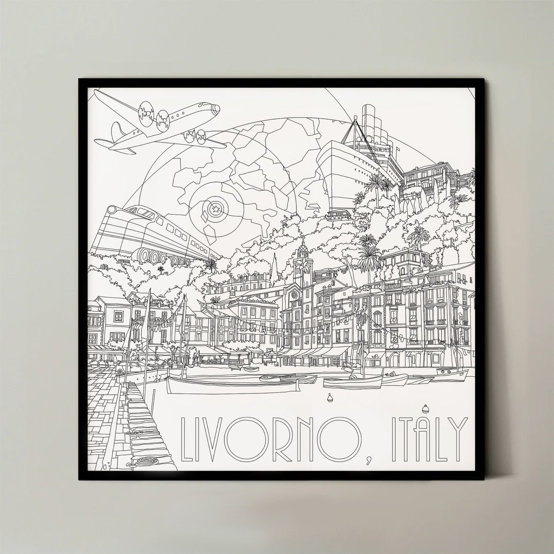 Printable Line Art Drawings Architecture Landscape - Etsy
