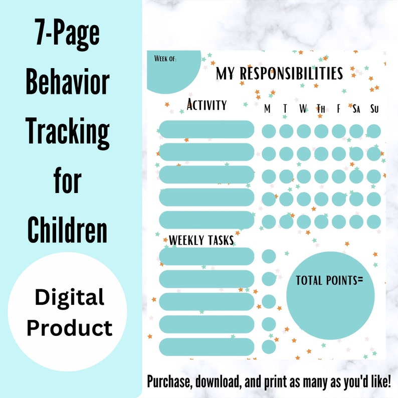 7-page Behavior Tracking/behavior Chart for Children and Adolescents ...