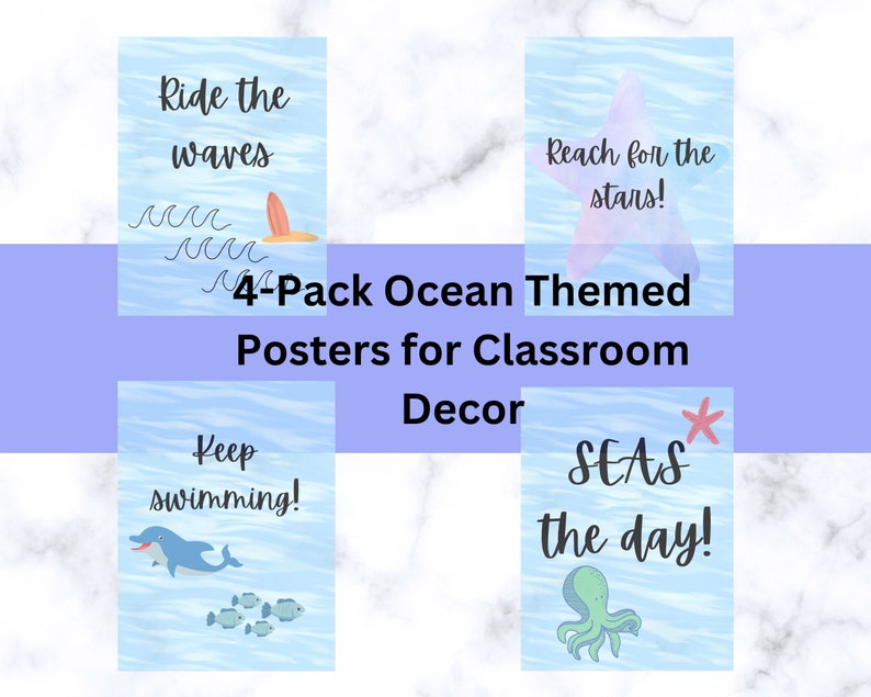 4-pack Ocean-themed/beach-themed Posters for Classroom Decor or ...
