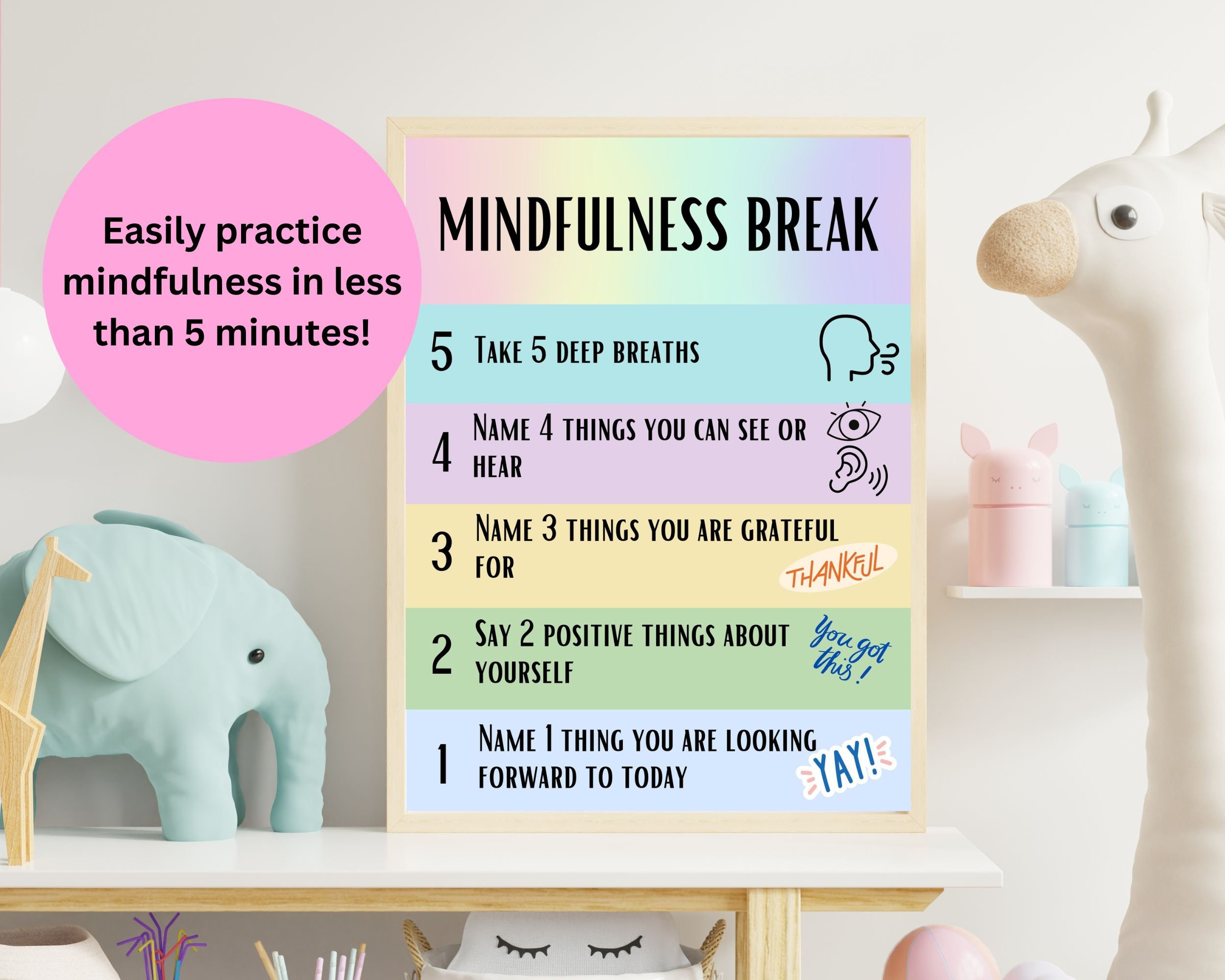 Children's Mindfulness Break Poster for Classroom or Counselor's Office ...