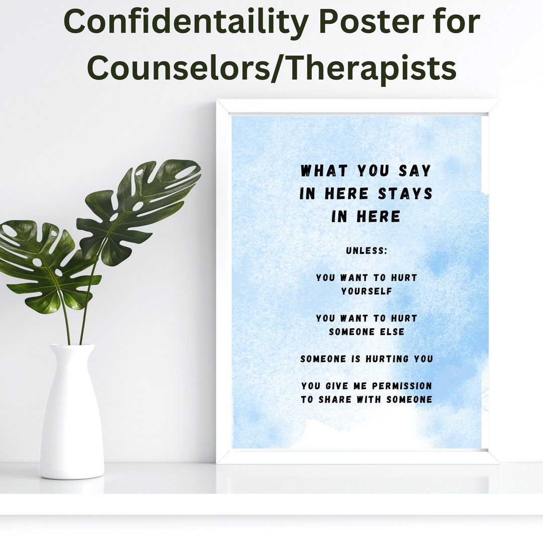 Confidentiality Poster for Students, Children, Teens for Counselor's ...