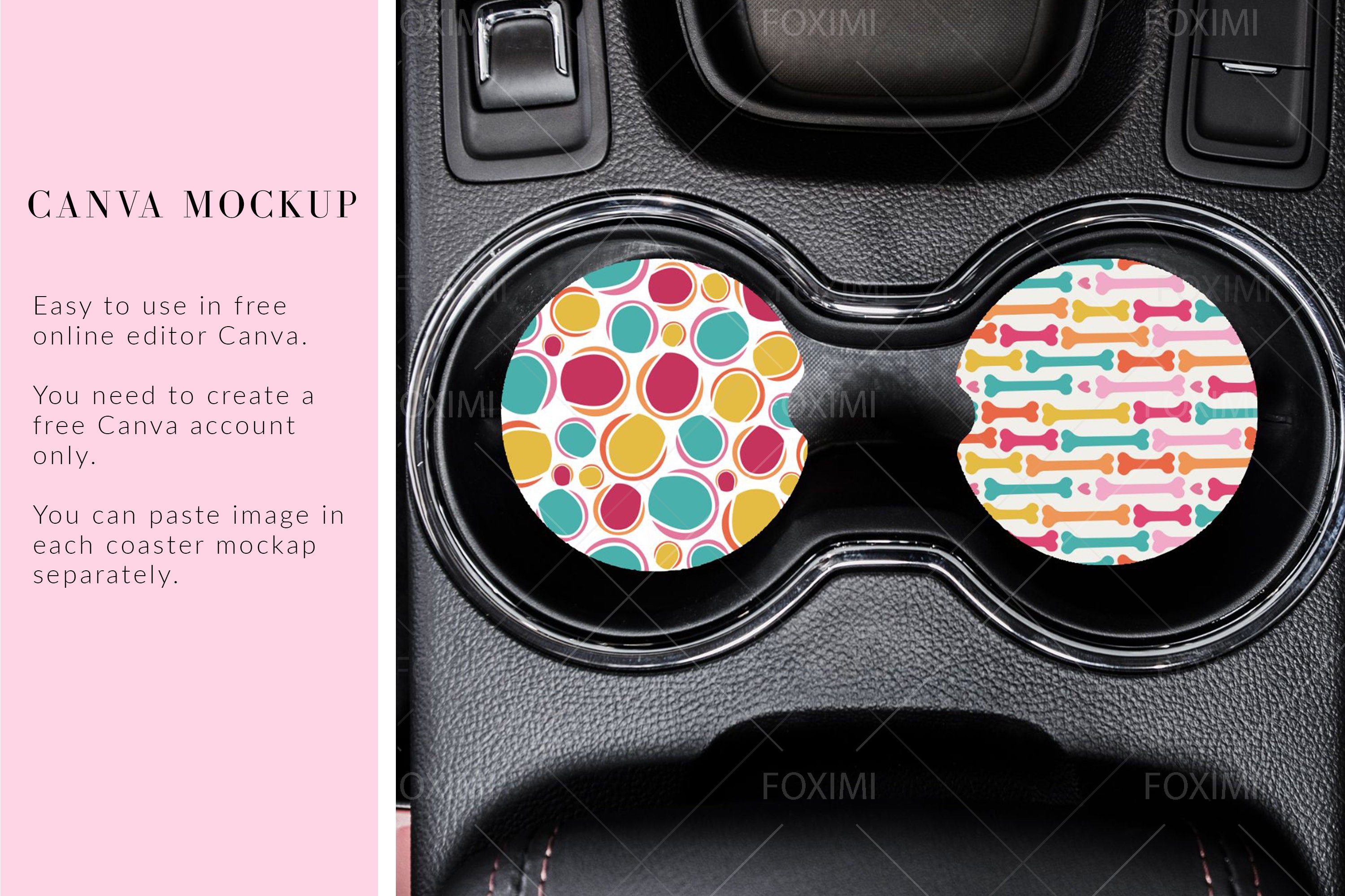 Car Coaster Mockup, Coaster Mockup, CANVA Template, Car Coaster ...