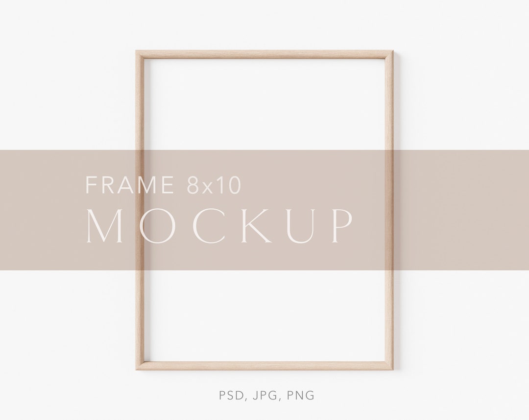 8x10 Wood Frame Mockup, 4x5, Portrait, on the Wall,rounded Border ...
