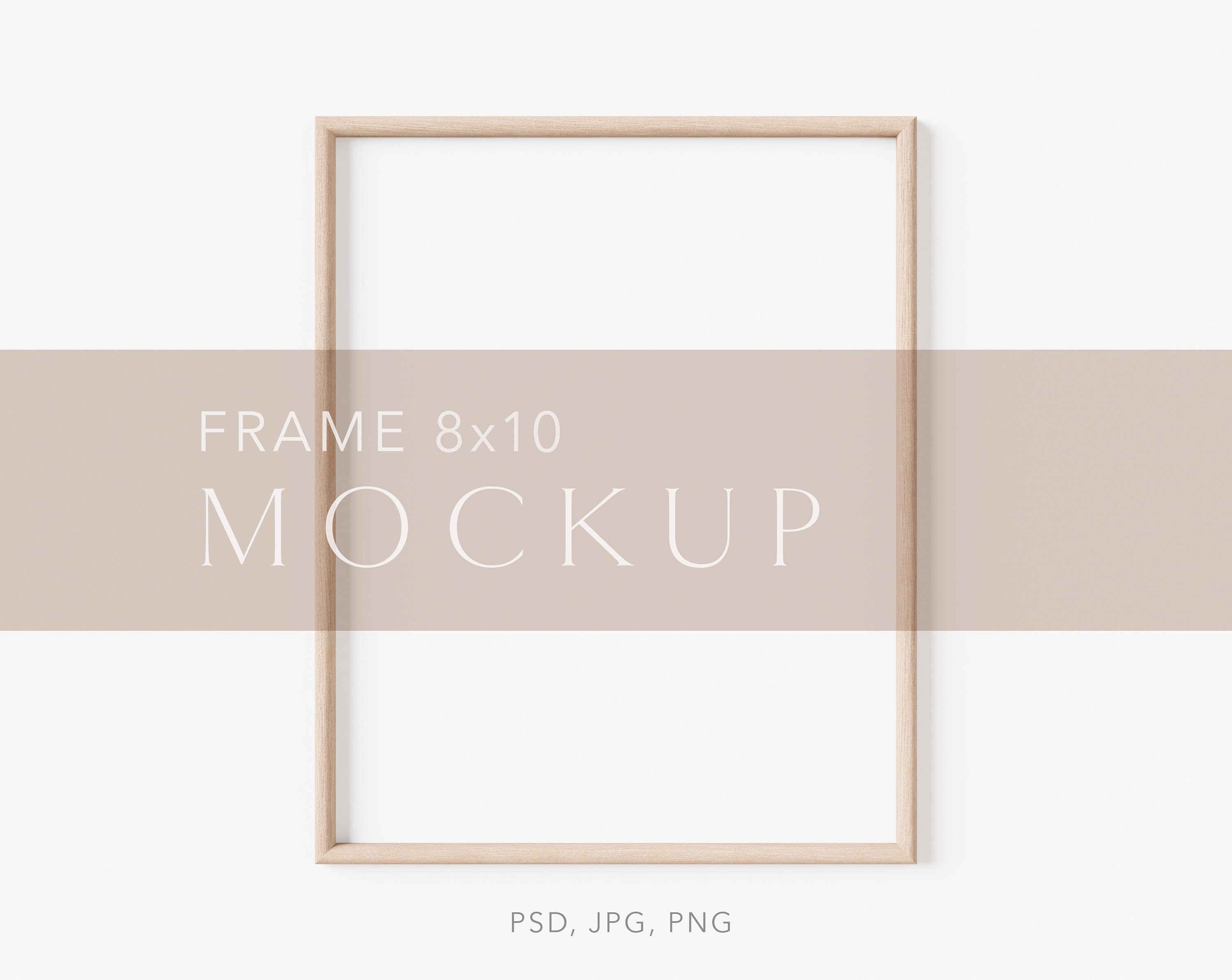 8x10 Wood Frame Mockup, 4x5, Portrait, on the Wall,rounded Border ...