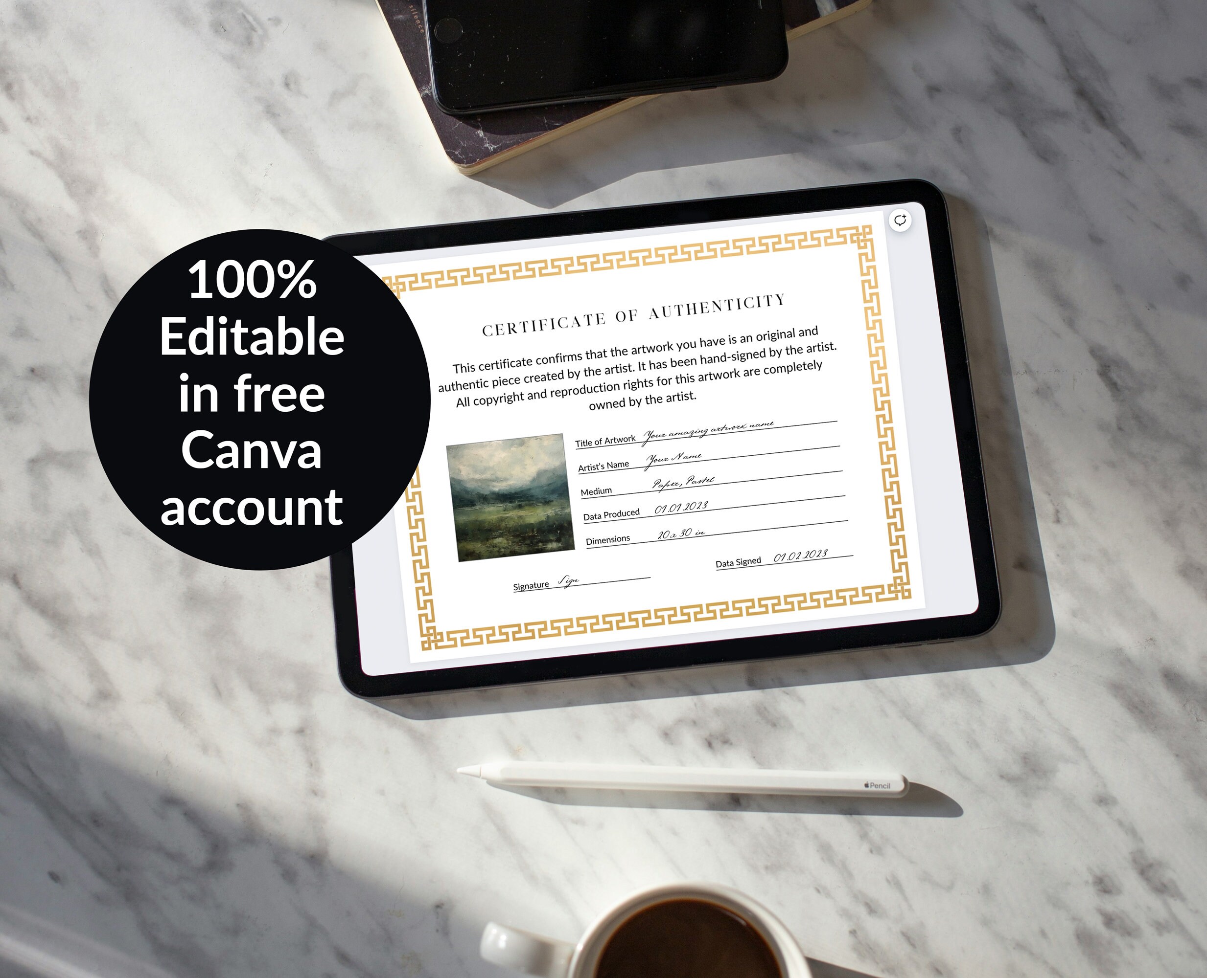 Certificate of Authenticity Template, Canva Template,editable ...