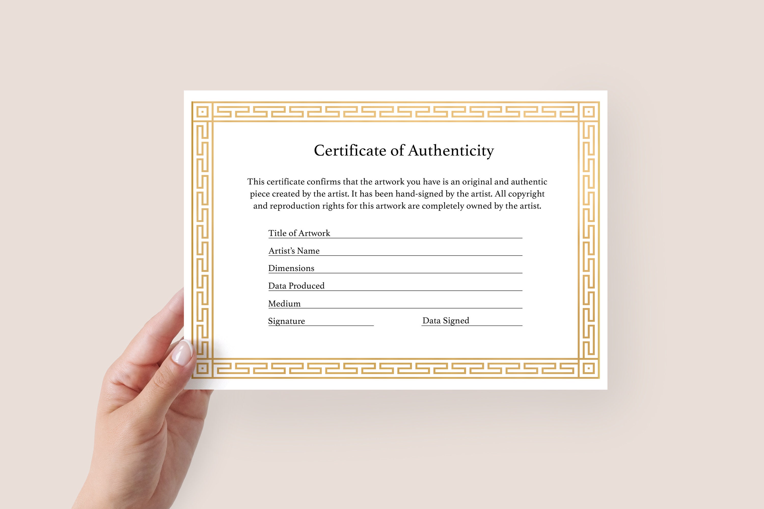 Certificate of Authenticity Template, Printable Certificate Template ...