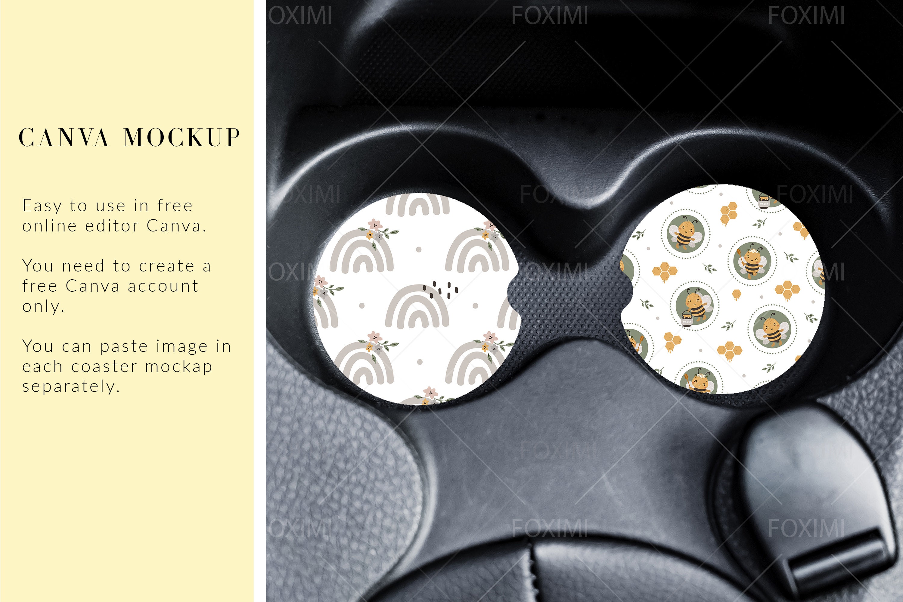 Car Coaster Mockup, Coaster Mockup, CANVA Template, Car Coaster ...