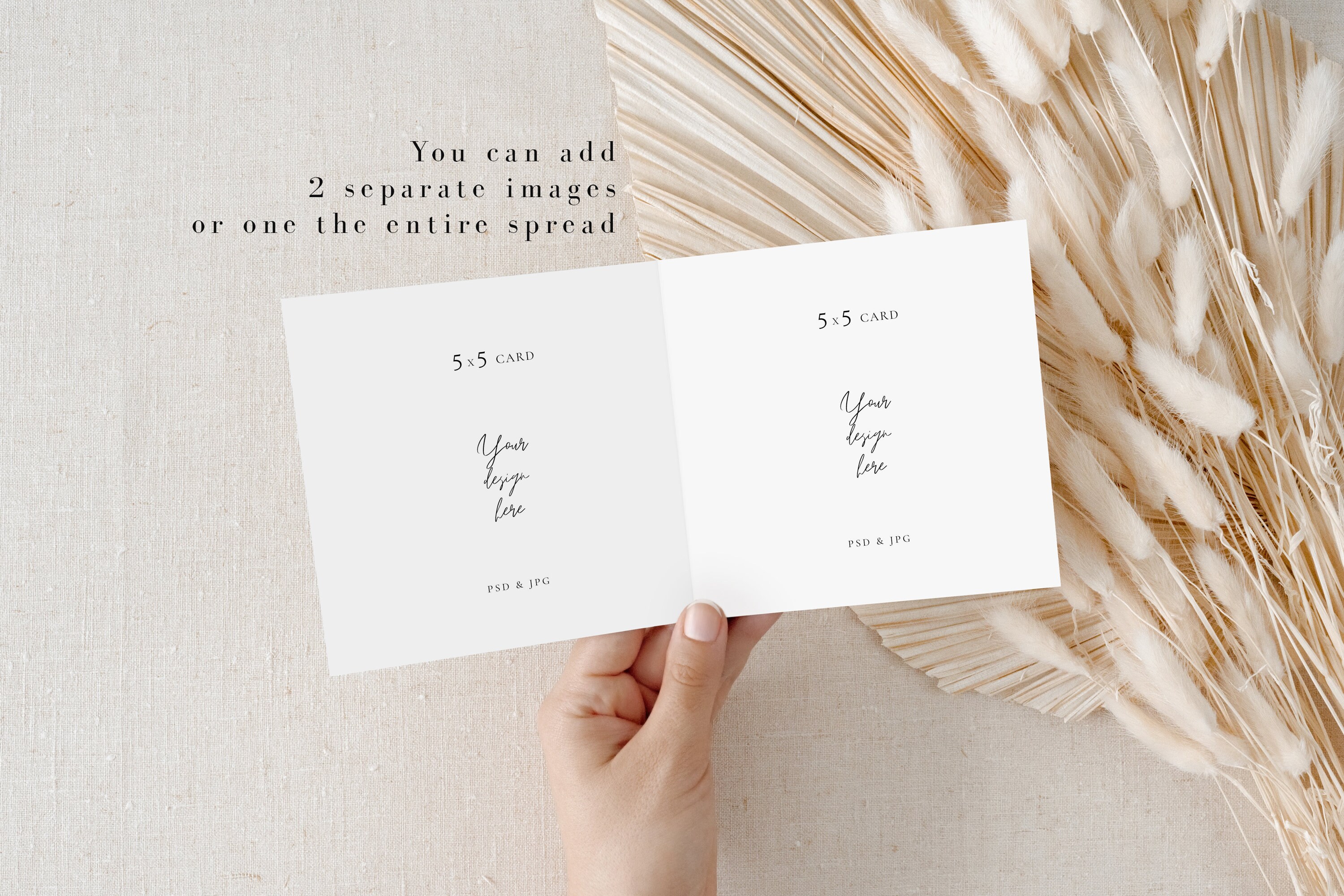 Square Folded Card Mockup, 5x5 Card Mockup, Invitation Mockup, Wedding ...