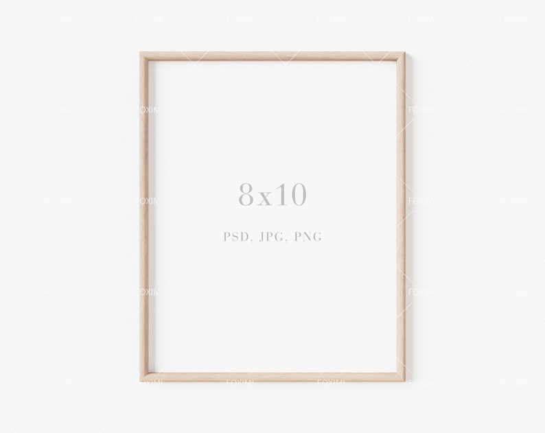 8x10 Wood Frame Mockup, 4x5, Portrait, on the Wall,rounded Border ...