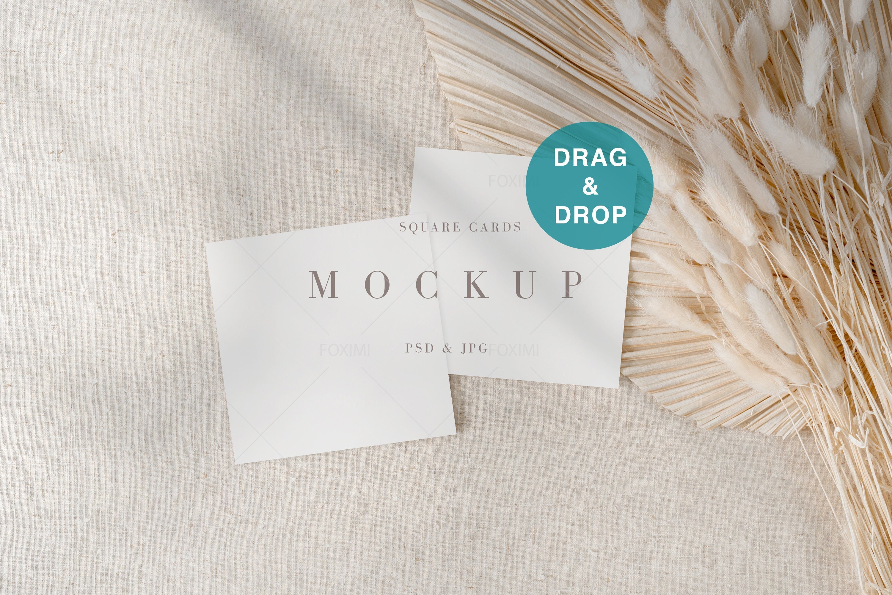 5x5 Card Mockup, Square Card Mockup, Set of 2, Invitation Mockup ...