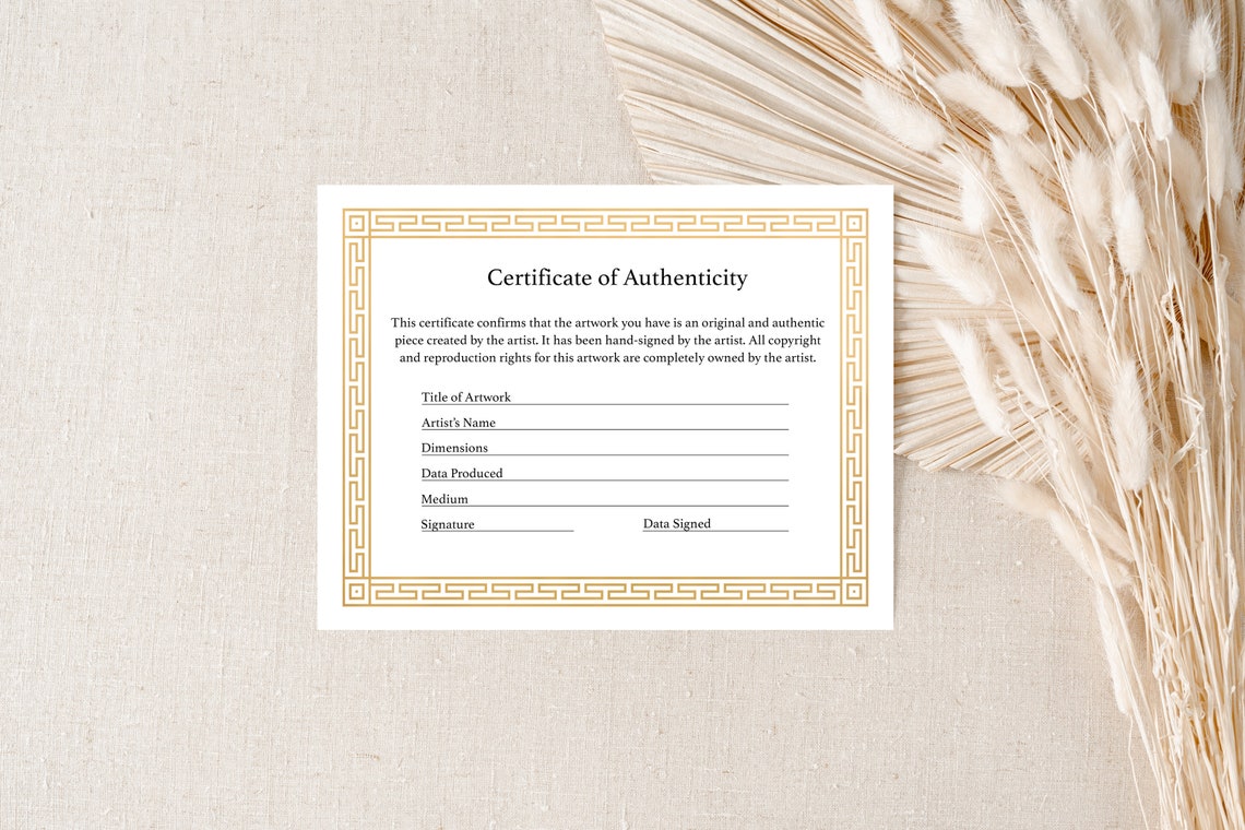 Certificate of Authenticity Template, Printable Certificate Template ...