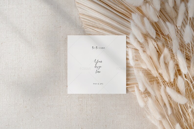 5x5 Card Mockup, Square Card, Invitation Mockup, Stationary Mockup ...
