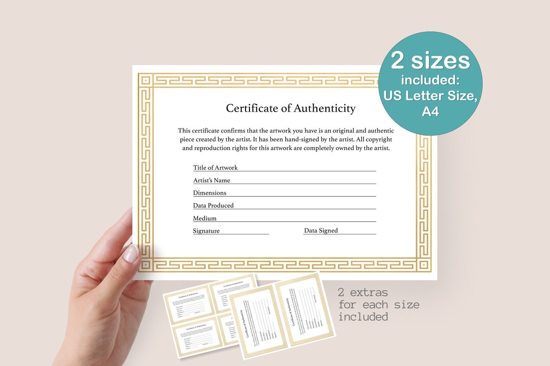 Certificate of Authenticity Template, Printable Certificate Template ...