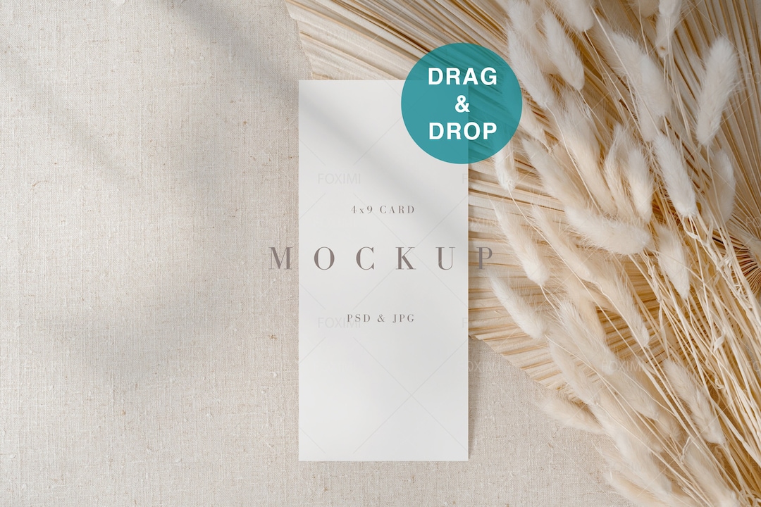 4x9 Card Mockup, Mockup PSD, Stationary Mockup, Wedding Mockup, 4x9 ...