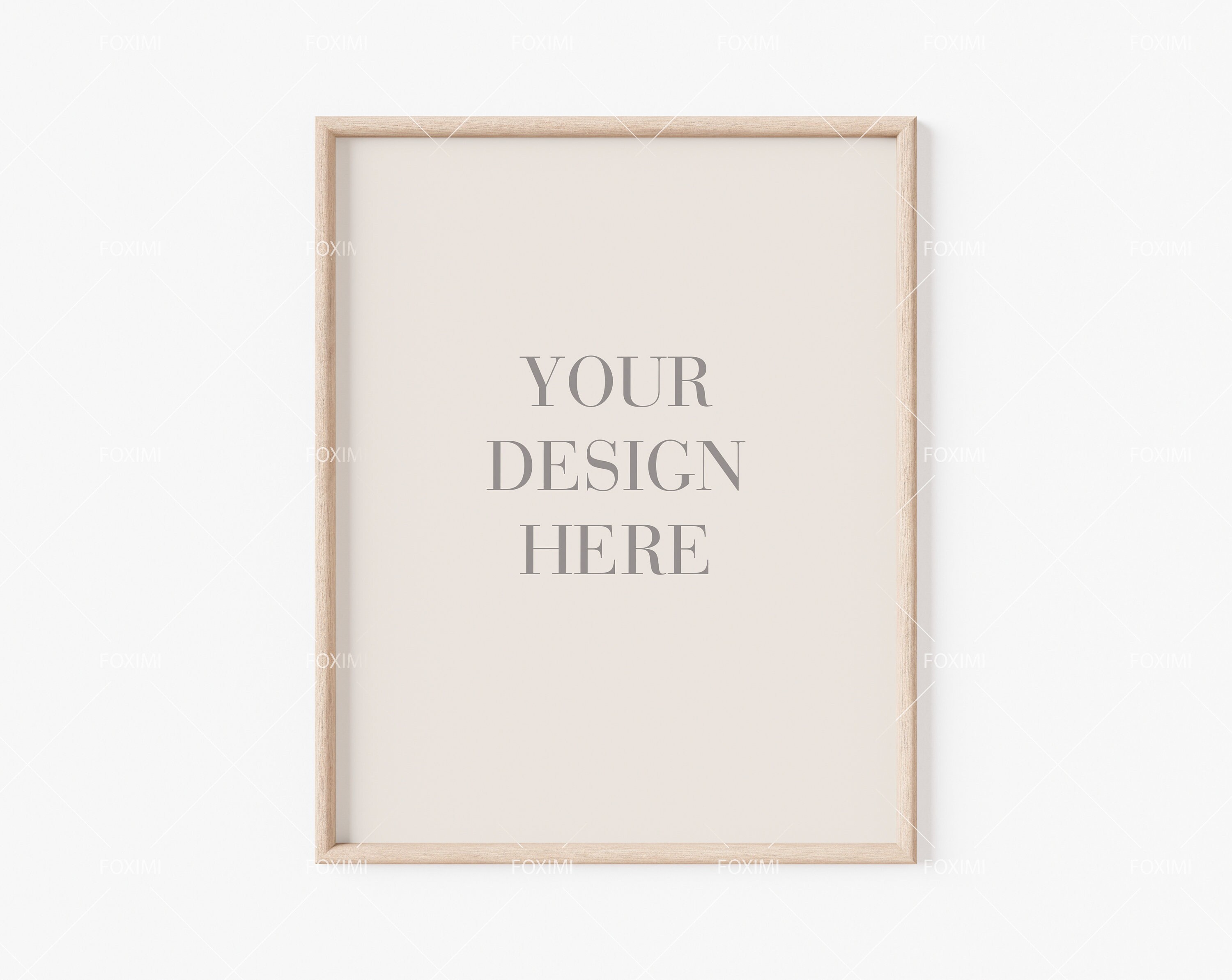 8x10 Wood Frame Mockup, 4x5, Portrait, on the Wall,rounded Border ...