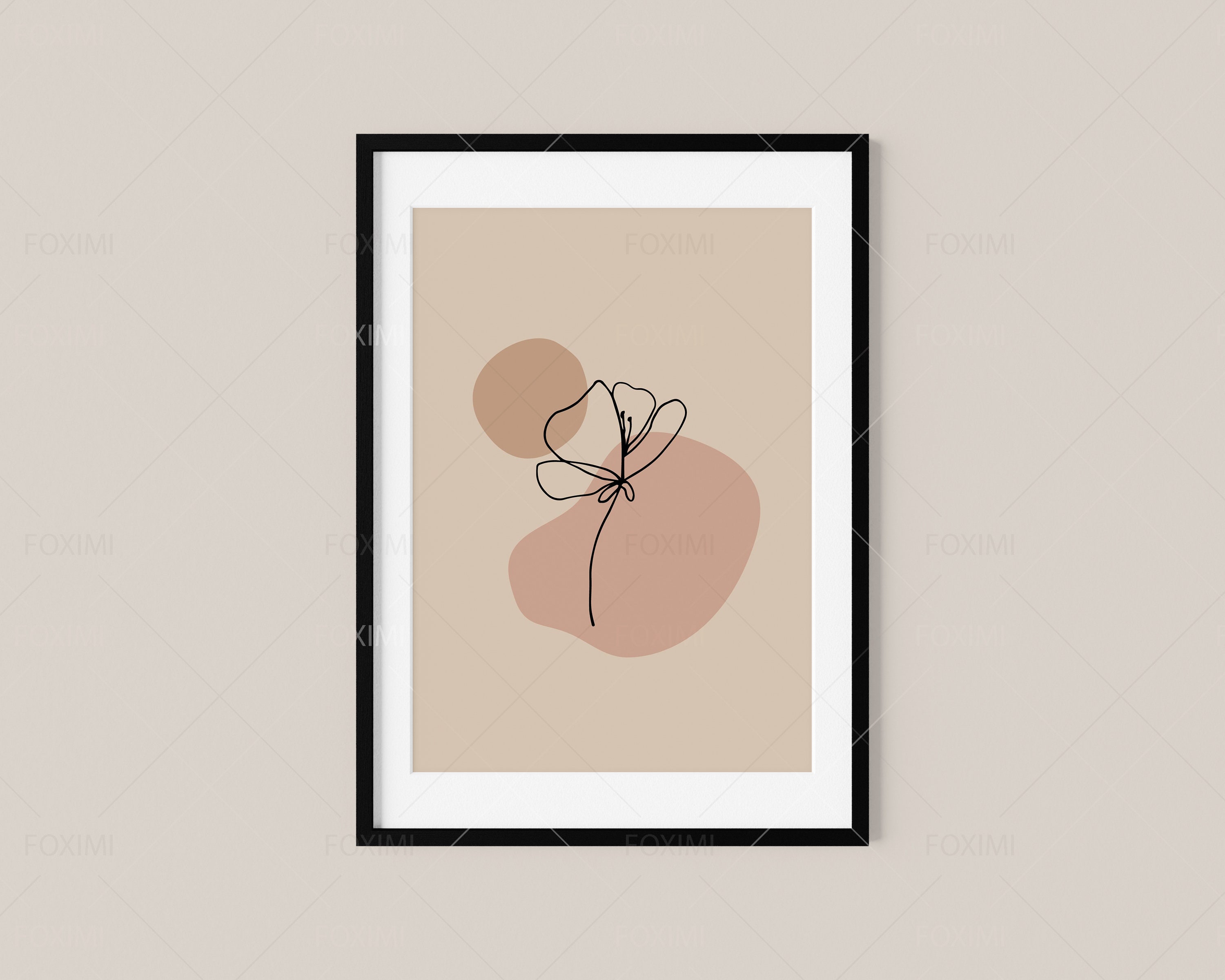 A4, A3, ISO Black Frame Mockup, Set of 1, Portrait, on the Wall, Flat ...