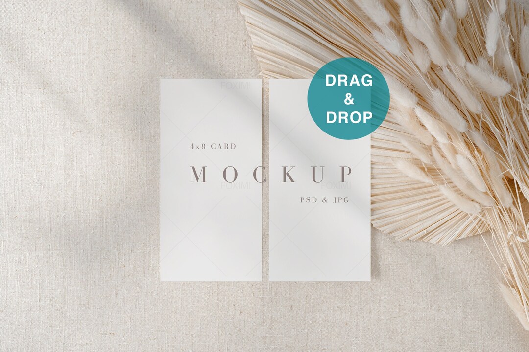 4x8 Card Mockup, Double Card, Invitation Mockup, Boho Modern Table ...