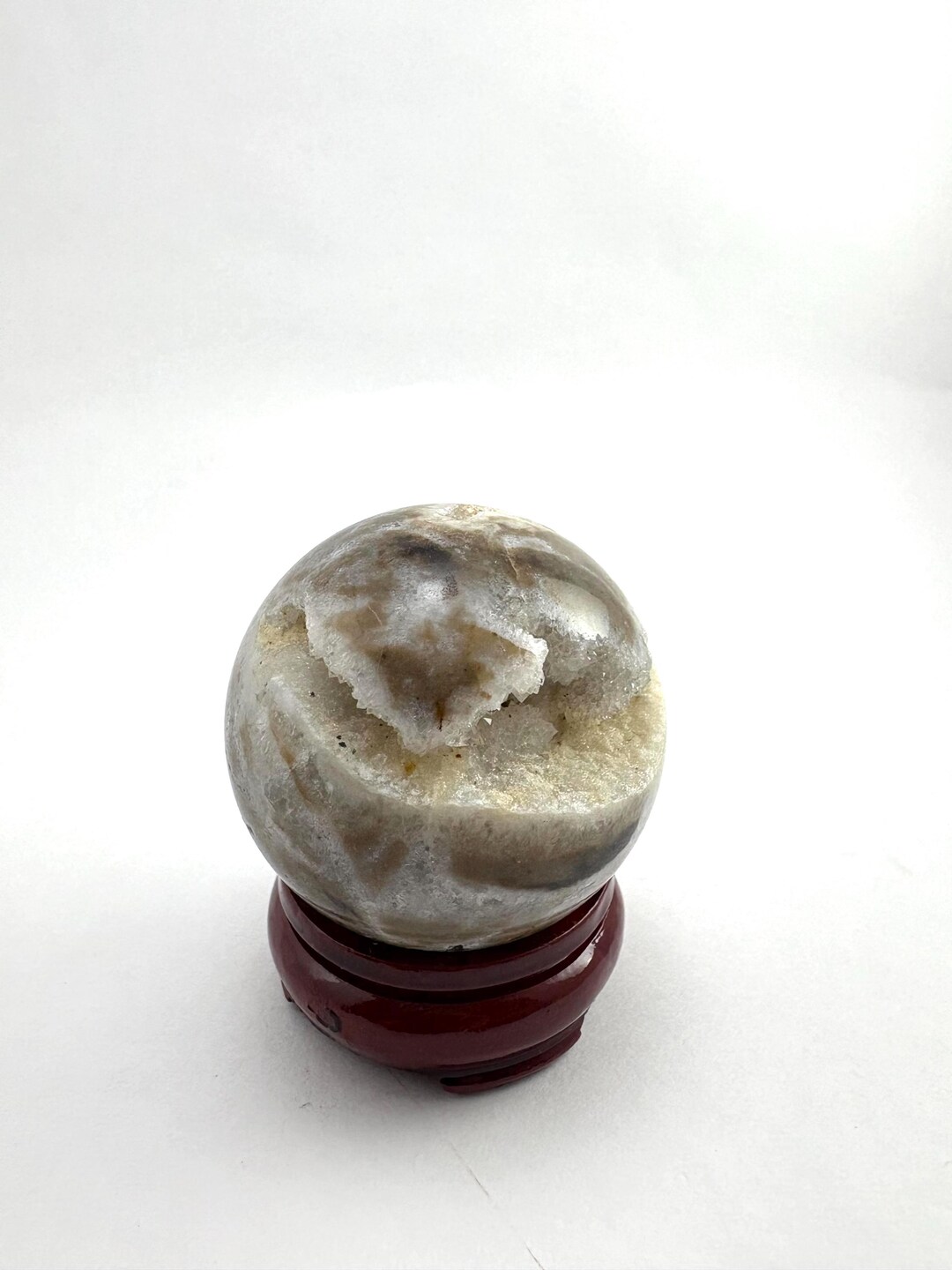 Flashy Quartz Geode Sphere – Polished Crystal Ball Orb With Druzy ...