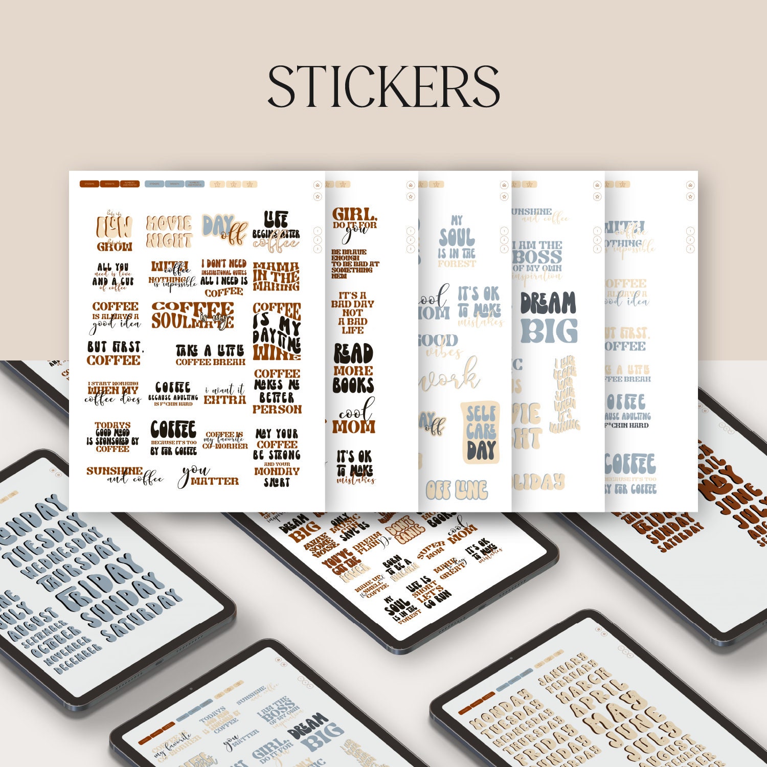 Retro Digital Stickers for Goodnotes / Stickerbook for Planning ...