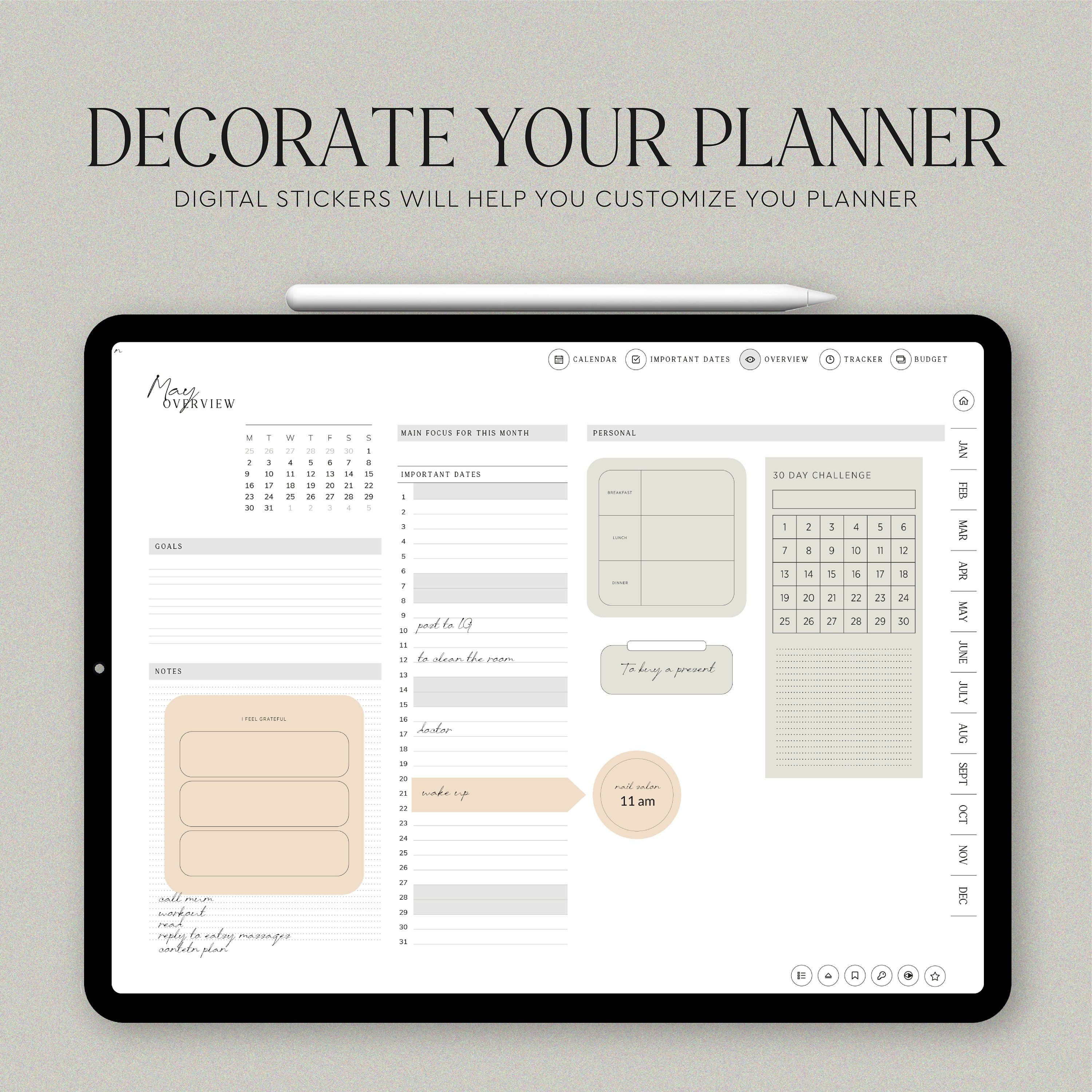Digital Stickers for Goodnotes / Digital Widgets / Digital Planner ...