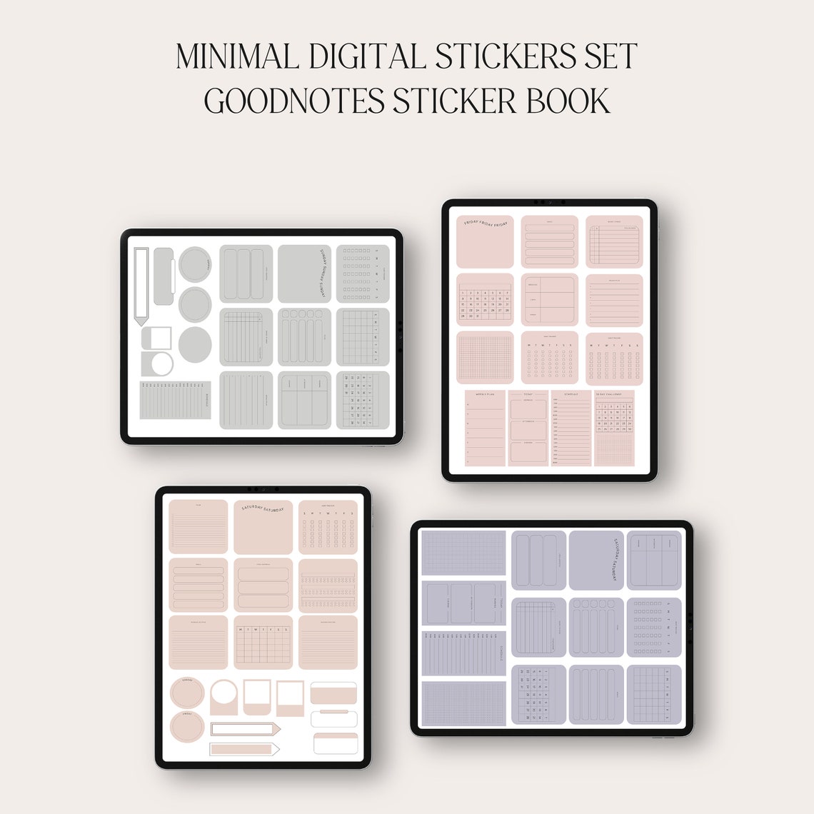 Minimalist Digital Stickers for Goodnotes / Pre-crop Daily Stickers ...