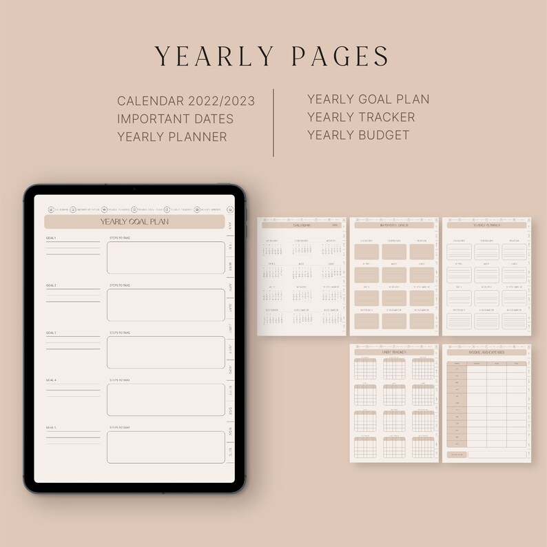 Digital Planner for Goodnotes / iPad Planner / Undated Yearly Planner ...
