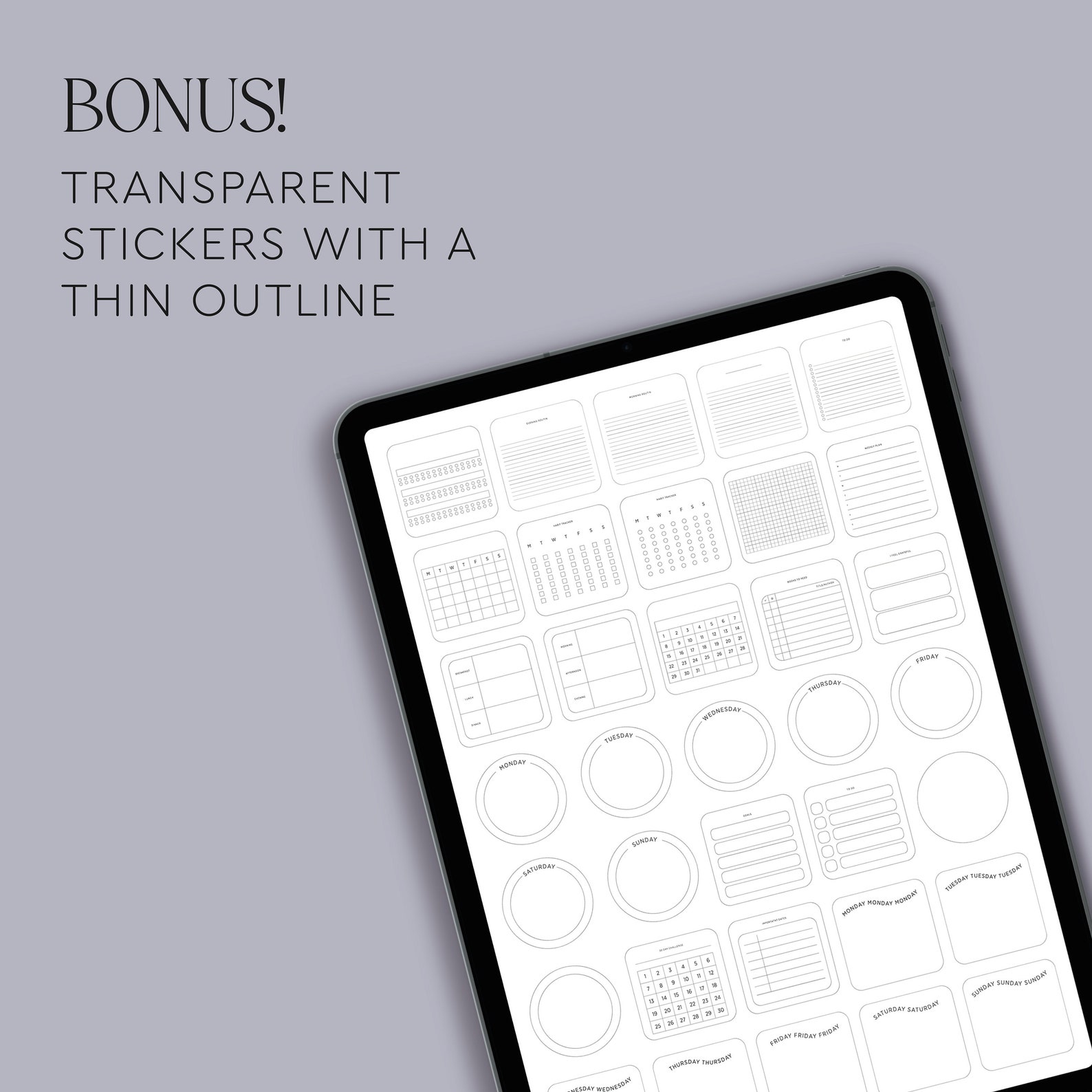 Minimalist Digital Stickers for Goodnotes / Pre-crop Daily Stickers ...