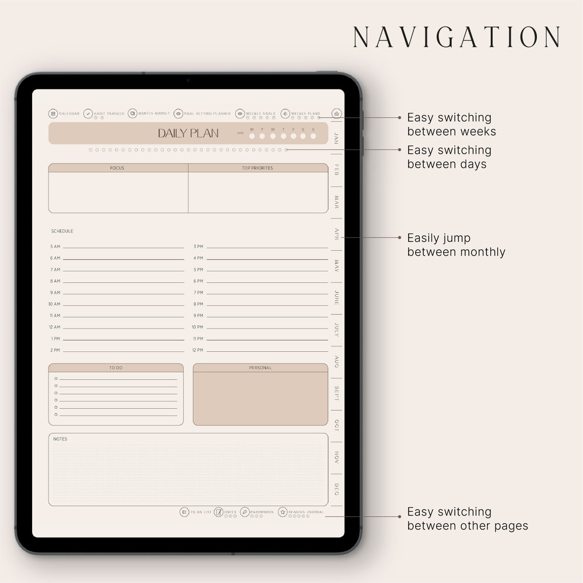 Digital Planner for Goodnotes / iPad Planner / Undated Yearly Planner ...