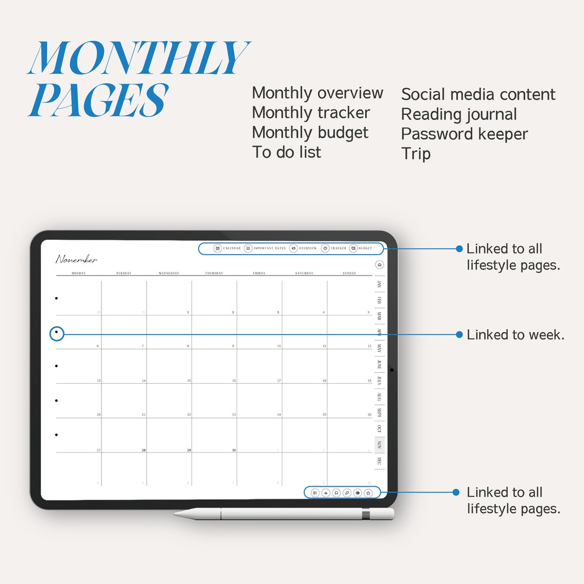 Digital Planner for Goodnotes / iPad Planner / Yearly Planner 2023 ...