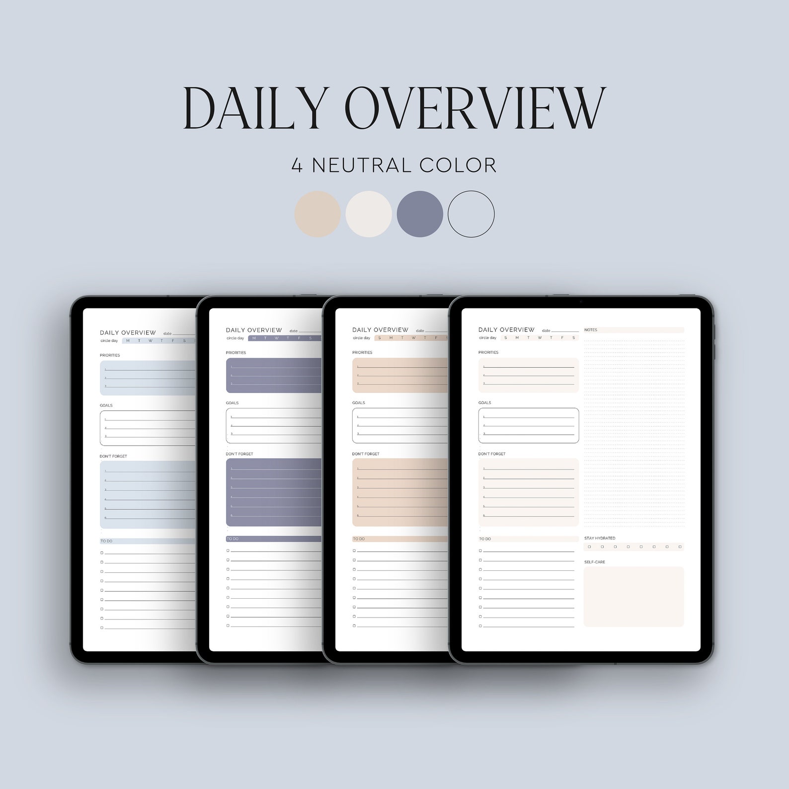 Undated Daily Printable & Digital Planner / Daily Overview / A4 A5 ...