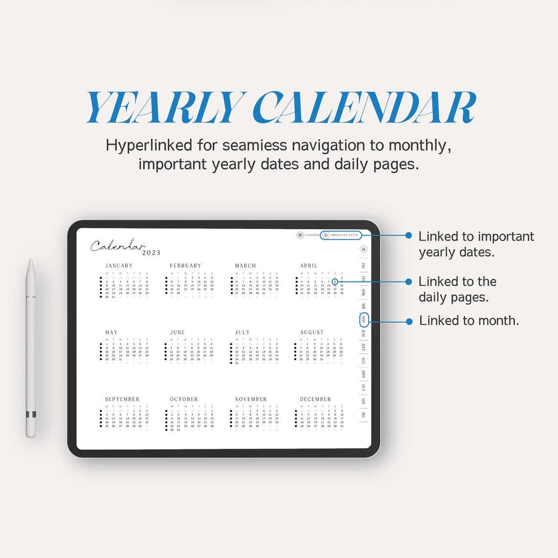 Digital Planner for Goodnotes / iPad Planner / Yearly Planner 2023 ...