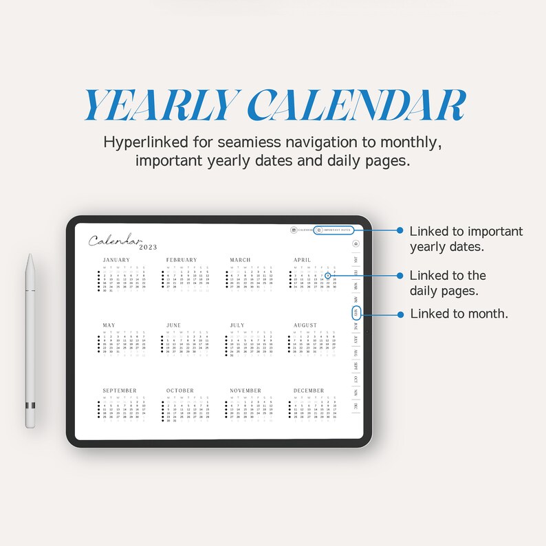 Digital Planner for Goodnotes / iPad Planner / Yearly Planner 2023 ...