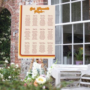 Retro Wedding Seating Chart Template, 70s and Disco Printable Reception ...