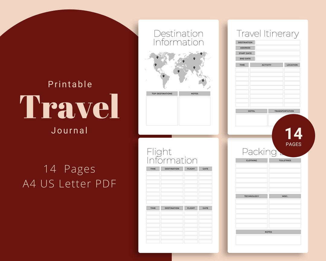 Printable Travel Planner Bundle, Vacation Planner, Travel Itinerary ...