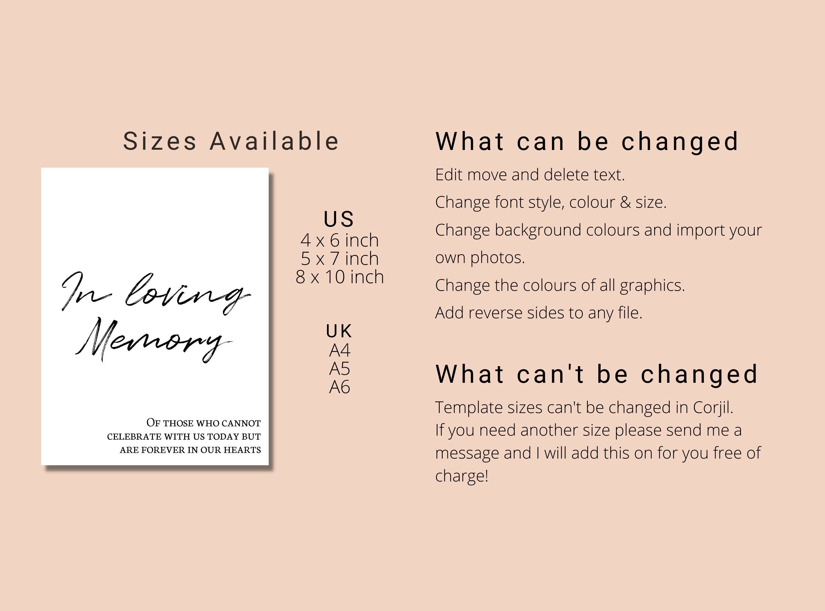 DIY in Loving Memory Wedding Sign, Editable Memorial Template ...