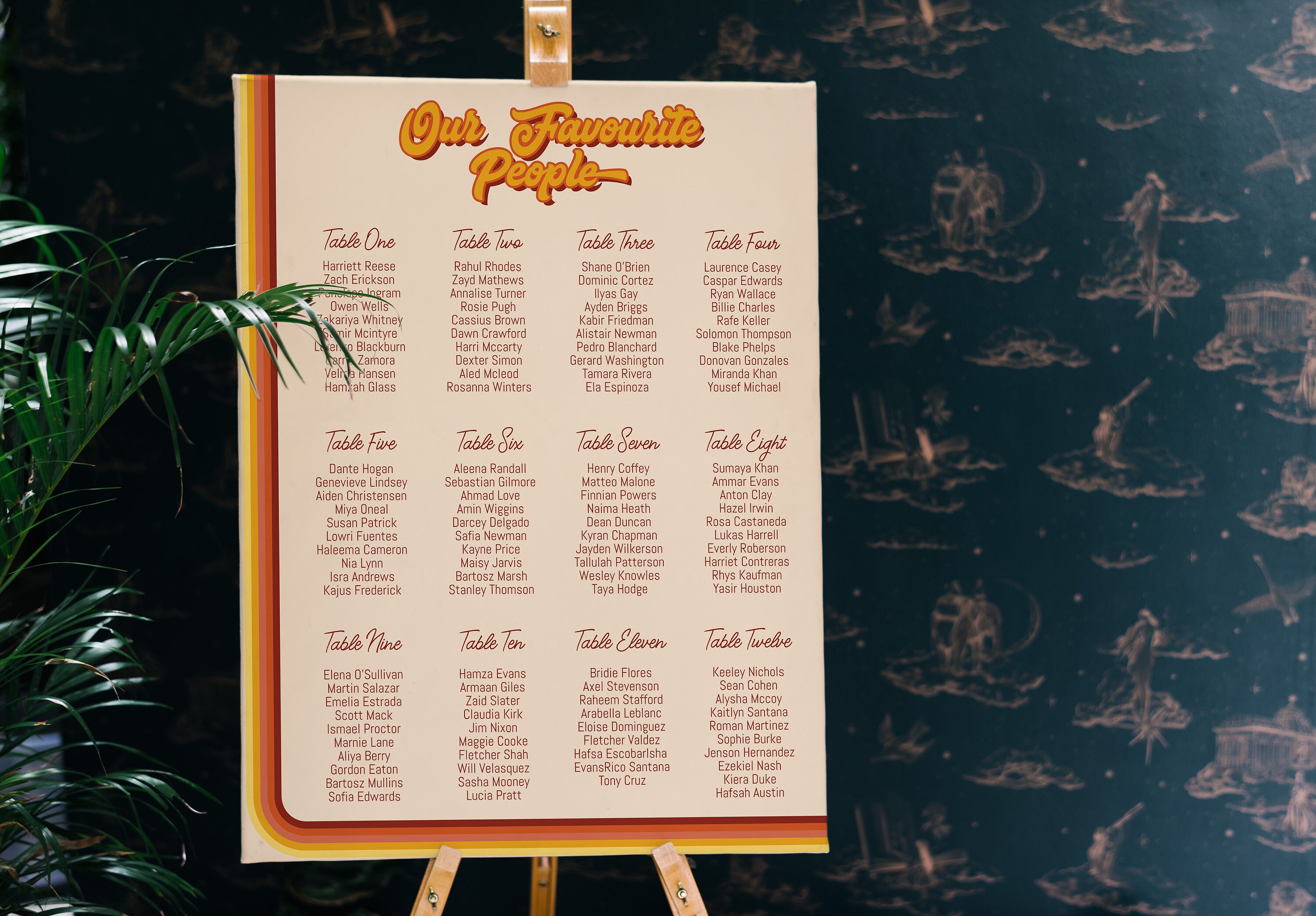 Retro Wedding Seating Chart Template, 70s and Disco Printable Reception ...