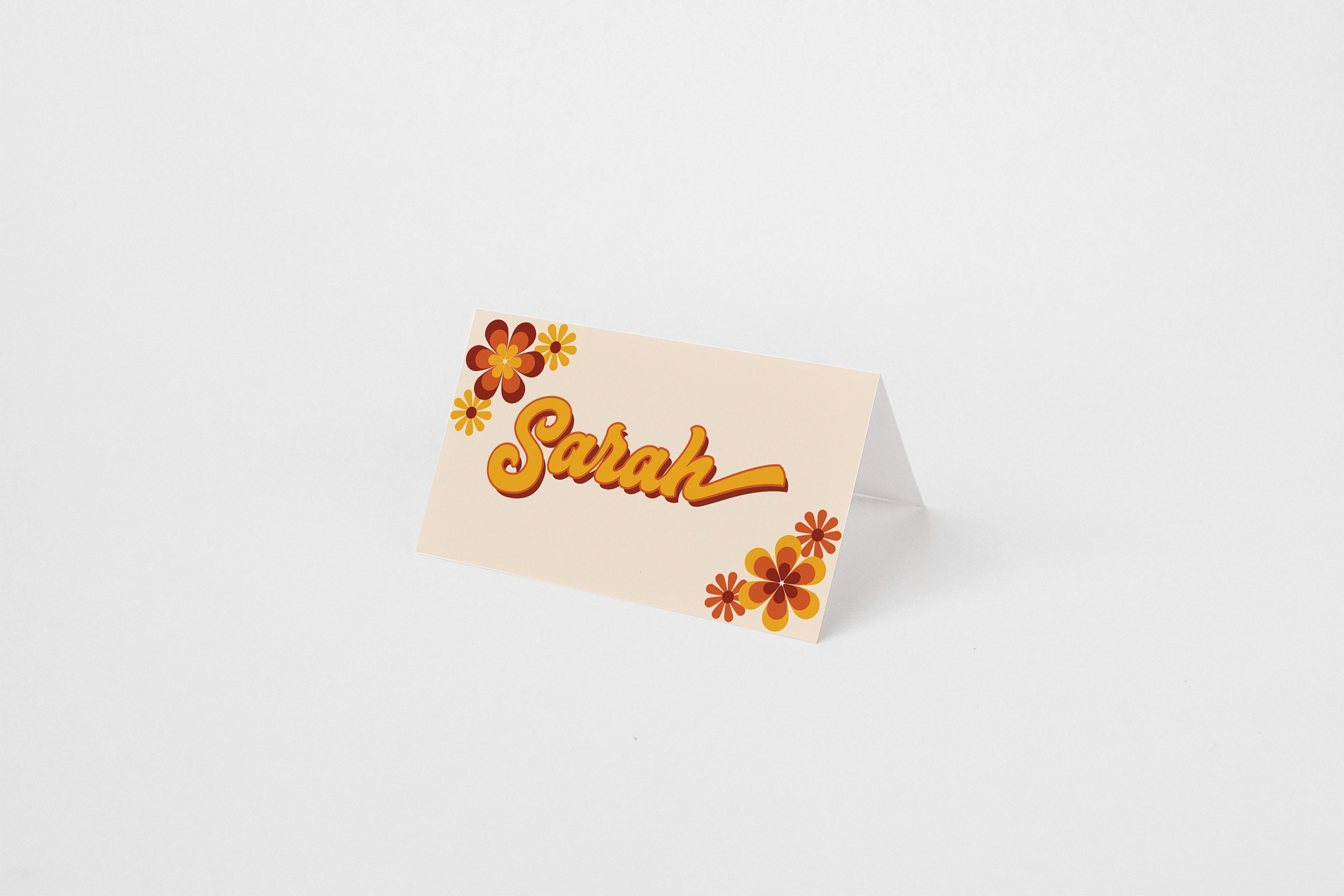 Retro Place Card Template, Table Name Cards, Printable 70s Wedding ...