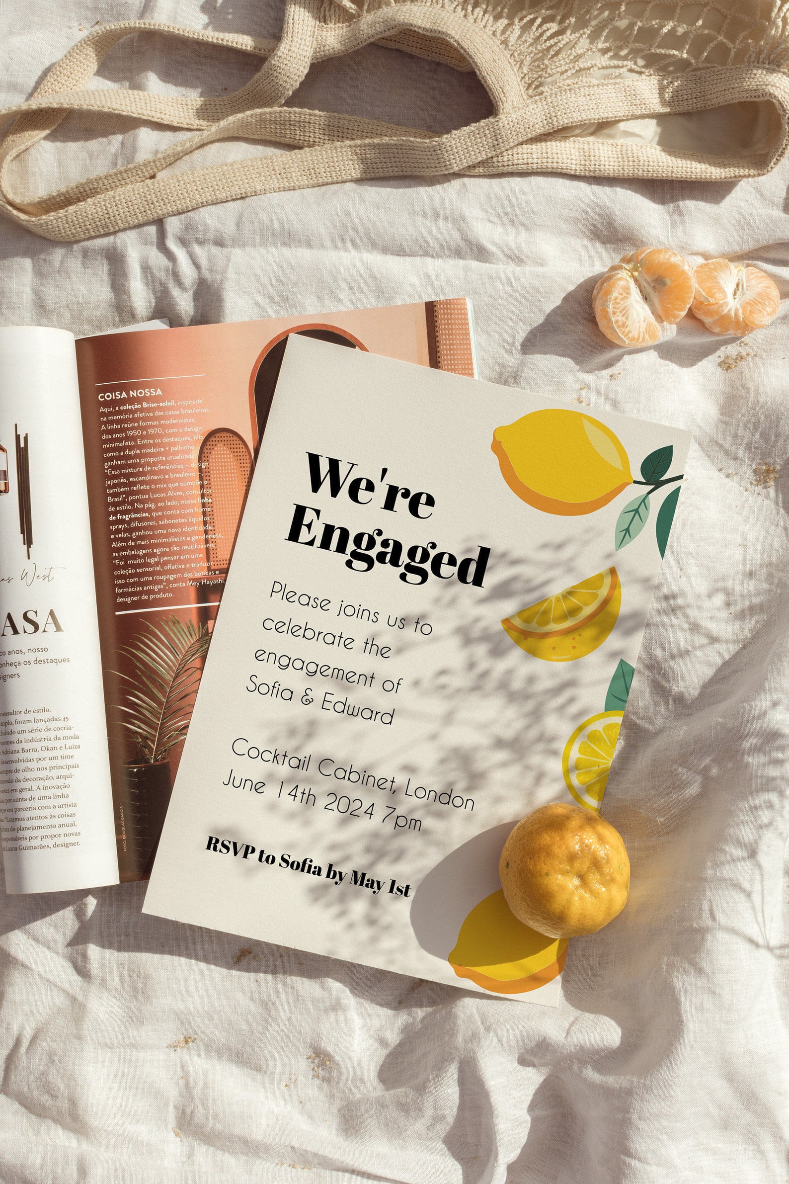 Lemons Engagement Party Invitation Template, Destination Wedding, Printable Italian Themed ...