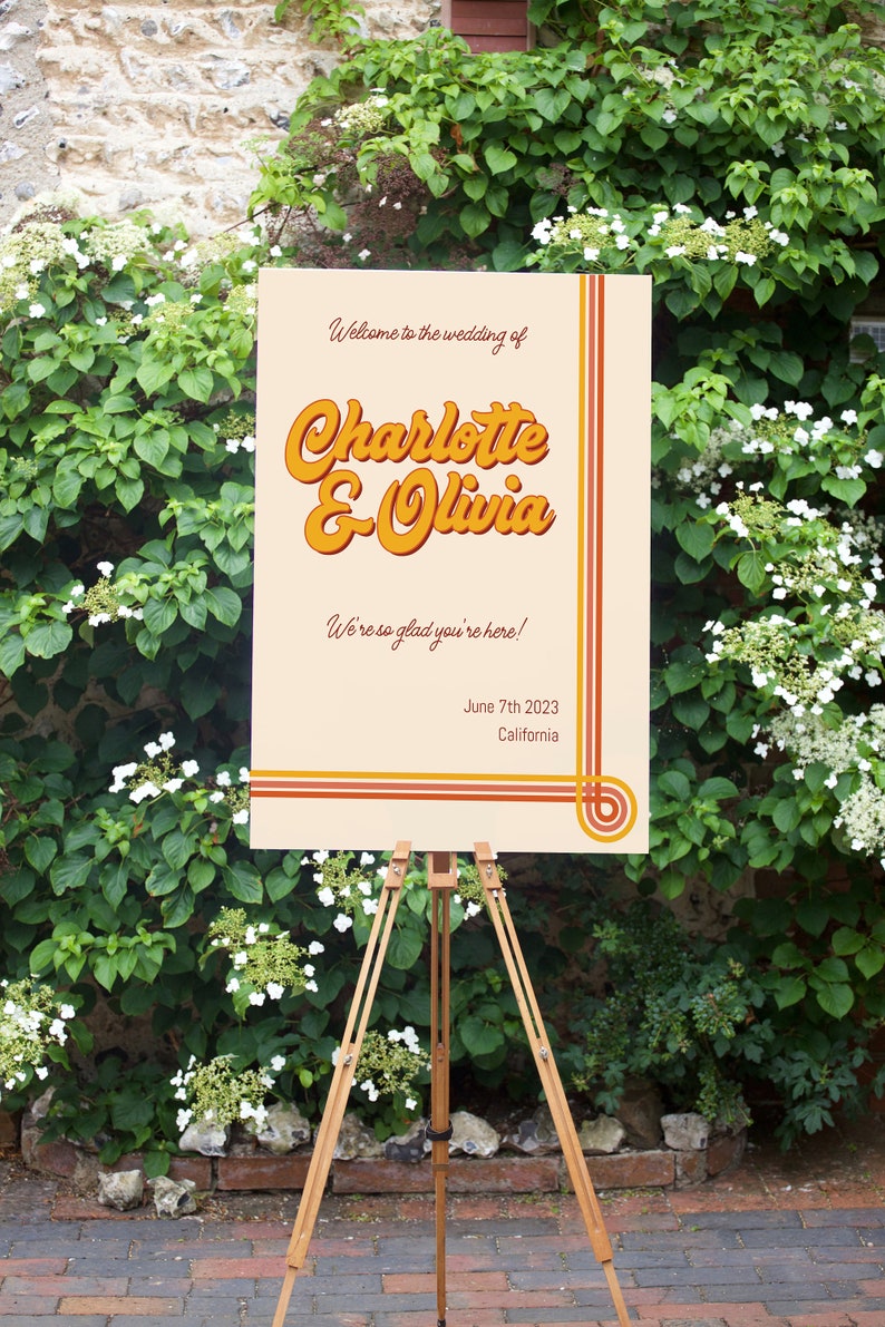 Retro Welcome Wedding Sign Template, 70s and Disco Printable Reception ...