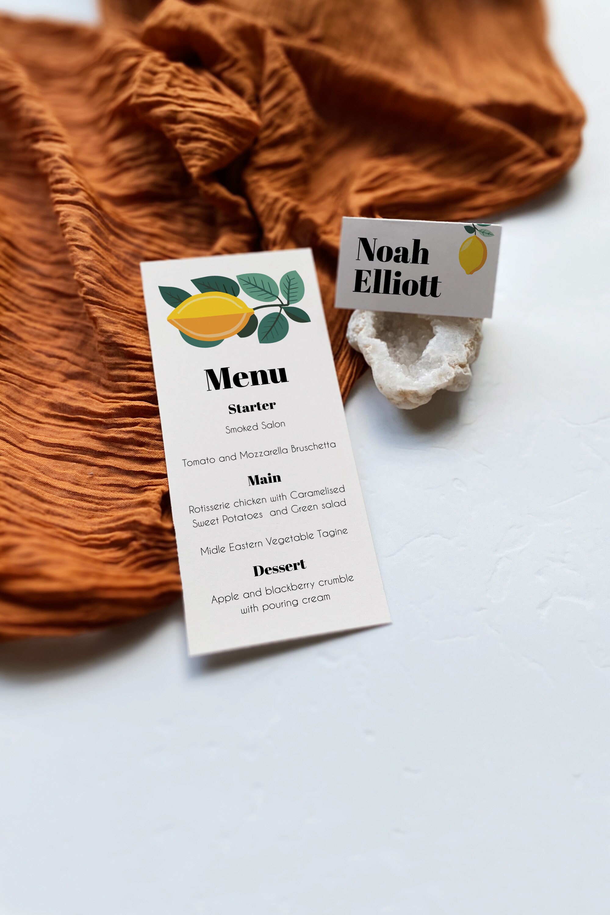 Lemons Wedding Menu Card Template, Printable Destination Wedding ...