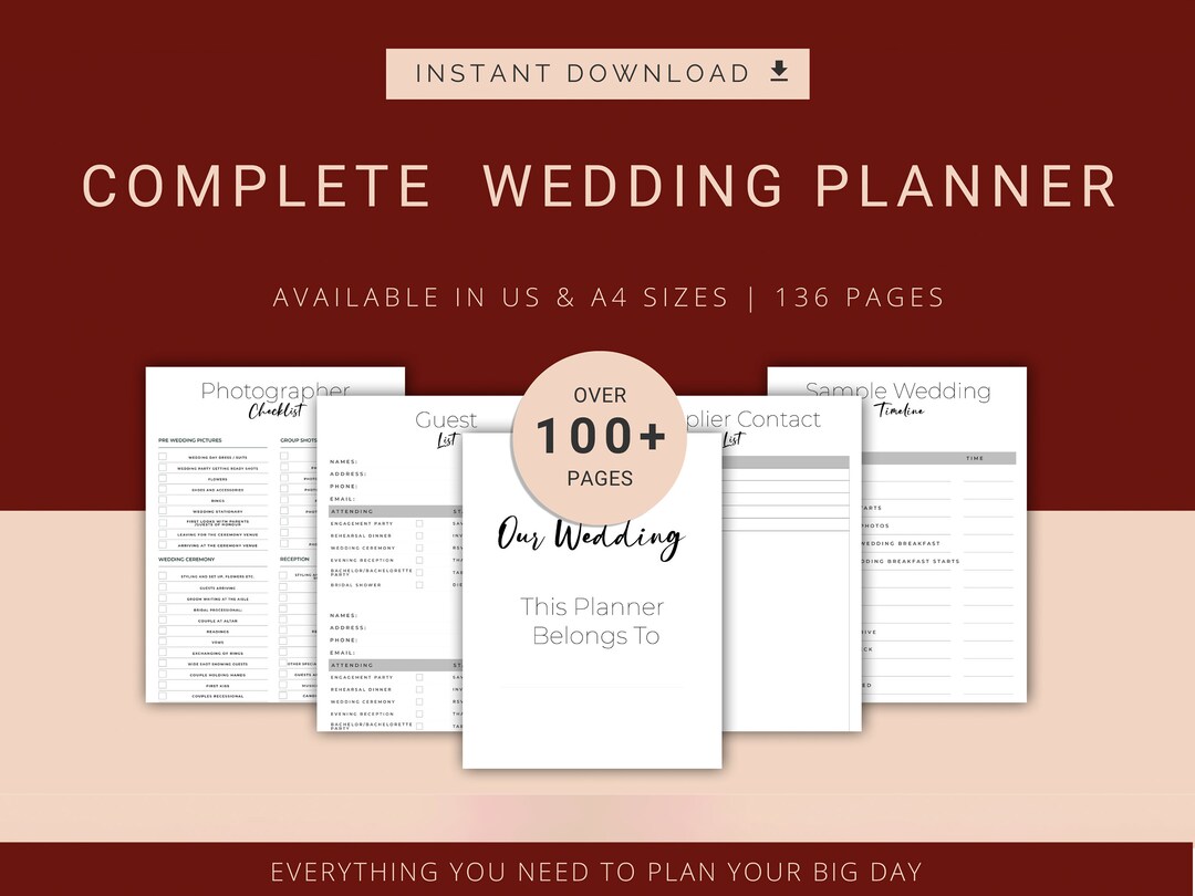 Complete Wedding Planner Bundle, Ultimate Wedding Checklists, Wedding ...