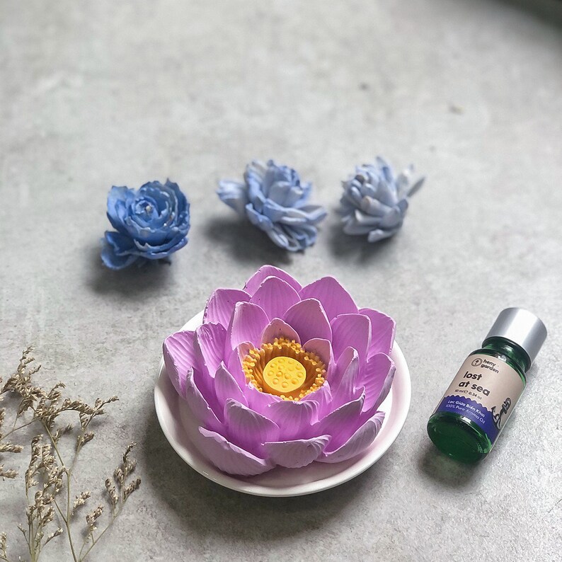 Natural Aromatherapy Lotus Stone Diffuser (with Essential Oil) - Home Decor - Mother's Day Gift ...
