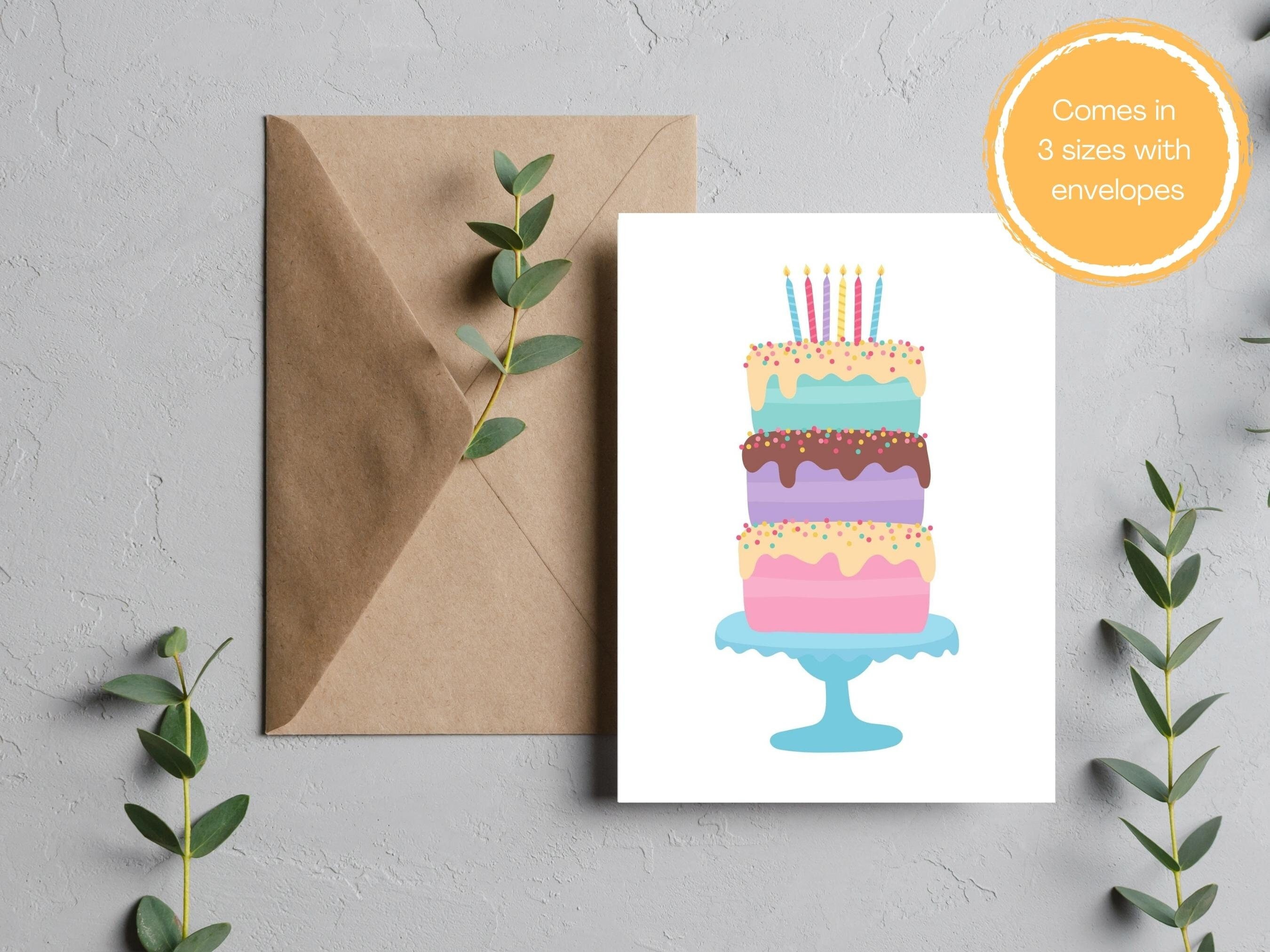 Cake Birthday Card- Printable Birthday Card - Happy Birthday Card Cake ...